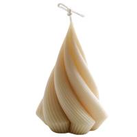 China Unique Aesthetic Ribbed Swivel Home Decor Spiral Dinner Wax Silicone Candle Mould for sale