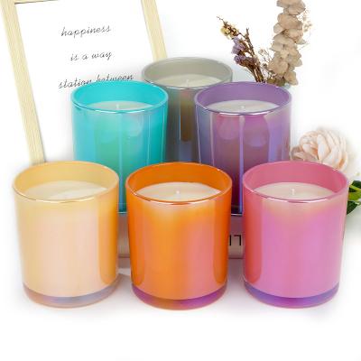 China Private Label Custom Glass Jar Scented Candle Luxury Pearlized Electroplate Candle for sale