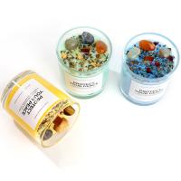 China Glass Jar Scented Candle Wooden Wick and Healing Crystals for Aroma Therapy for sale