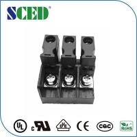 China 3 Pin Feed Through Terminal Block 12.7mm Pitch 600V 60A PCB Mount Black PA66 UL94 V-0 for sale