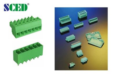 China 3.81mm Pitch Pluggable Terminal Block Male Header 2-24 Poles Green PA66 V-0 300V 18A for sale