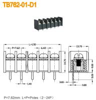 China PBT Barrier Terminal Block 7.62mm Pitch 15A 300V 2-24 Poles Brass PCB Connector for sale