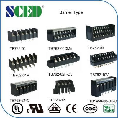 China Pitch 10mm Type Barrier Terminal Block 20A Plastic Black 2 Poles for sale