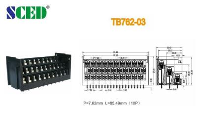 China 10 Pin Barrier Terminal Block Connector 7.62mm Pitch 300V 15A Screw Terminal for PCB Industrial Applications for sale