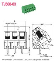 China Nickel Plated Green Screw Terminal Blocks Brass UL94 V-0 10A 300V 5.08mm Pitch for sale