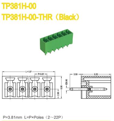 China 3.81mm Pitch Pluggable Terminal Block Male Header 2-24 Poles Green PA66 UL94 V-0 for sale