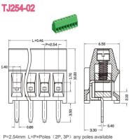 China 2.54mm PCB Terminal Block Brass Green Right  Angle Wire Inlet for sale