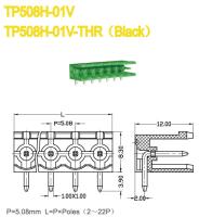 China 18A 300V 5.08mm Pitch Male Power Distribution Terminal Block PA66 V-0 for sale