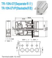 China UL94-V0 Brass 300V 65A Feed Through Terminal Blocks M4 PA66 10.1mm Width for sale