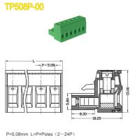 China 5.08mm Pitch Pluggable Terminal Block Female M3 Screw 300V 18A 2-24P for sale