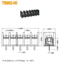 China Spacing 9.52mm Barrier Terminal Block 300V 20A 2-24 Poles Right Angle Wire Inlet for sale