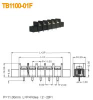 China 25A Brass Electrical Terminal Block 300V With Flange PBT 11mm Pitch Black for sale