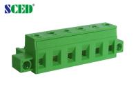 China 7.62mm Pitch Pluggable Terminal Block Female Brass Green 300V 18A 2-14 Positions with Flange for sale