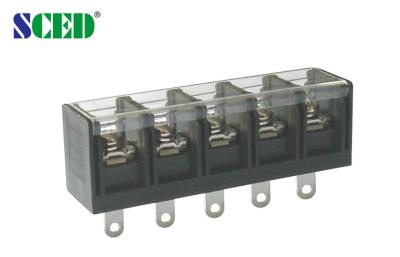 China High Voltage Barrier Terminal Block 40A 600V Brass 2-12 Poles 20-8 AWG with Plastic Cover for sale