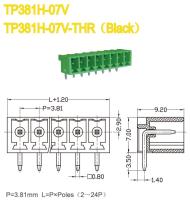 China Brass Male Plug in Terminal Block Right Angle 3.81mm Pitch 300V 8A 2 to 24 Positions for sale