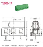 China 5.08mm Pitch PCB Screw Terminal Block 300V 10A 2P-24P Euro Type Green for sale