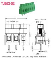China Brass PCB Screw Terminal Block 7.62mm Pitch M3 300V 30A PA66 UL94-V0 Class 2P-16P for sale