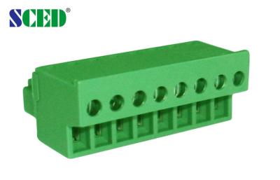 China 3.81mm Pitch Plug In Terminal Block Female 300V 10A Green PA66 V-0 for sale