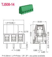 China 5.08mm Pitch 300V 10A PCB Screw Terminal Block Euro Type Raising Series 2-24P for sale