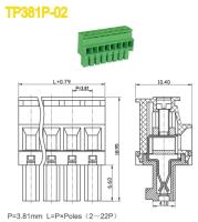China 2-22 Pole Plug In Terminal Block M2 Screw Female Sockets Brass Clamp Cage 3.81mm 300V 8A for sale