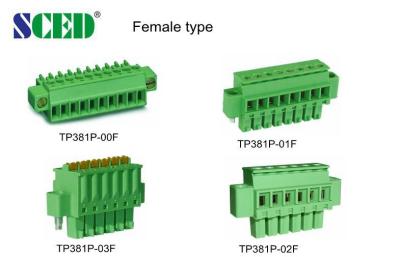 China Female 3.5mm Pitch Pluggable Terminal Block 300V 8A 2-22 Poles PA66 for sale