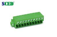 China Female Pluggable Terminal Block 5.08mm 300V 18A Green with Mounting Ears 2-22P for sale