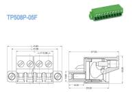 China Female Pluggable Terminal Block 5.08mm 300V 18A Green with Mounting Ears 2-22P for sale