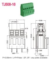 China Green Terminal Block Connector 300V 10A M3 Screw 12-26AWG 5.08mm Pitch 2-24P for sale