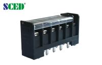 China Power Barrier Terminal Block 14.5mm Pitch 40A 600V with Cover 4-14 Poles Black PBT Construction for sale