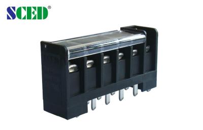 China Power Barrier Terminal Block 14.5mm Pitch 40A 600V with Cover 4-14 Poles Black PBT Construction for sale