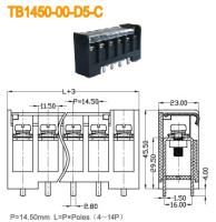 China Power Barrier Terminal Block 14.5mm Pitch 40A 600V with Cover 4-14 Poles Black PBT Construction for sale