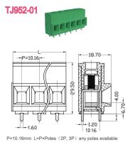 China 57A PCB Screw Terminal Block 10.16mm Pitch Euro Raising Series 2-16 Poles UL for sale