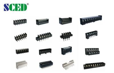 China Pitch 10mm Barrier Type Terminal Block 20A Plastic Black 2 Poles for sale