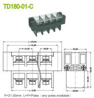 China Plastic Cover 180A Panel Mount Terminal Block 21mm Perforation Feed Through for sale