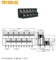 China 2 Rows 600V / 40A Power Terminal Blocks 11 Poles 13mm Pitch Brass for sale