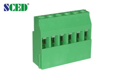 China Euro Type PCB Screw Terminal Block 300V 15A Green 5.08mm Pitch Brass for sale
