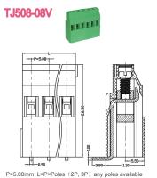 China Euro Type PCB Screw Terminal Block 300V 15A Green 5.08mm Pitch Brass for sale