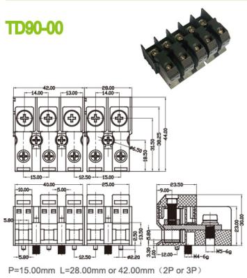 China Electrical Feed Through Terminal Block Connectors 85A Brass Perforation 15mm M5 for sale
