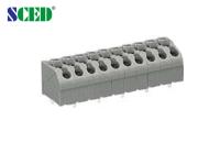 China 3.50mm PCB Spring Terminal Block Grey Plastic Housing Brass Pin for sale