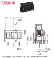 China Black PCB Screw Terminal Block Brass Euro Type 300V 10A 12-24 AWG 5.08mm Pitch for sale