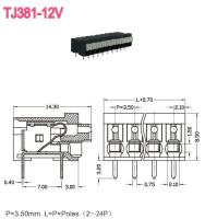 China 10A Screwless Spring Terminal Block 3.5mm Pitch 300V 2-28 Poles LCP UL94-V0 for sale