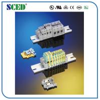 China Ground Din Rail Terminal Block 4mm2 6.2mm 26-10 AWG M3 Screw Green Yellow for sale