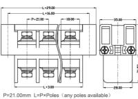 China Plastic Cover 180A Panel Mount Terminal Block 21mm Perforation Feed Through for sale