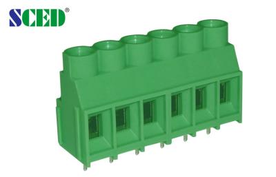 China Green PCB Mount Terminal Block 300V 10A Pitch 6.35mm Single Deck for sale