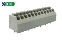 China 3.50 mm Spring Terminal Block Grey Plastic Housing Brass Pin for sale