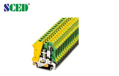 China Single Deck 8.2mm DIN Rail Grounding Terminal Blocks for AWG 26-8 with M4 Screws and 10mm Stripping Length for sale