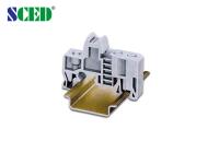 China Right Angle Wiring Terminal Blocks DIN Rail Mount 105°C High Temperature PA66 Material 9.5mm Thickness for sale