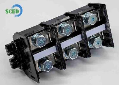 China 300A Rail Termianl Block 47.0mm 600V Black PC Material Screw Mount Connector for sale