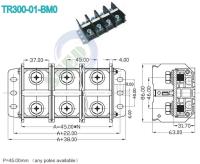 China 600V 300A High Current Terminal Block Heavy Voltage 45.00mm Electric Terminal Connector for sale
