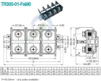 China 45.00mm Pitch Panel High Current PC Terminal Block 4P Black Power Screw Connector for sale